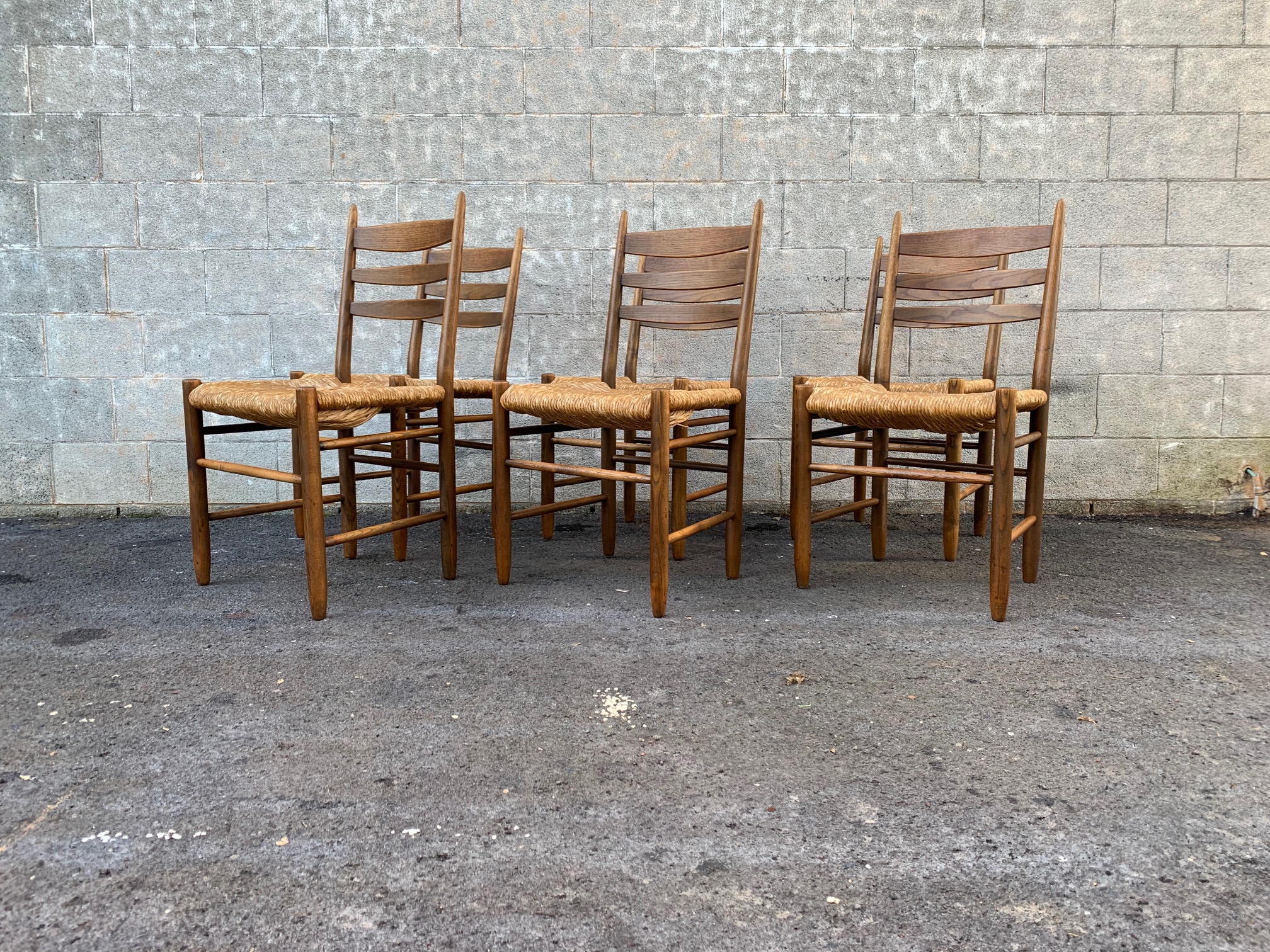 A set of 6 rush dining chairs in | Vitrine